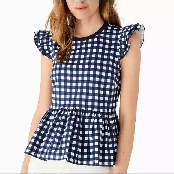 kate spade | Tops | Kate Spade Gingham Peplum Top Size Small Nwot ...